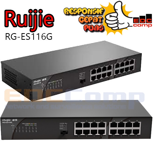Jual RUIJIE RG-ES116G 16 Port Gigabit Metal Casing Unmanaged Switch ...