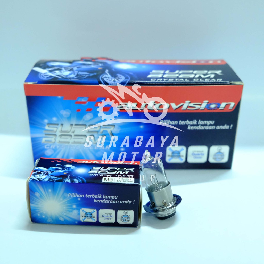 Jual Bohlam Lampu Depan Motor Halogen 25W atau 36W 12V M5 Autovision K1 Original ORI ASLI ...