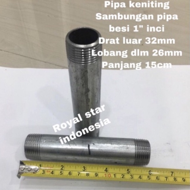Jual kniting 1” inci pipa besi drat panjang 15cm keniting derat ...