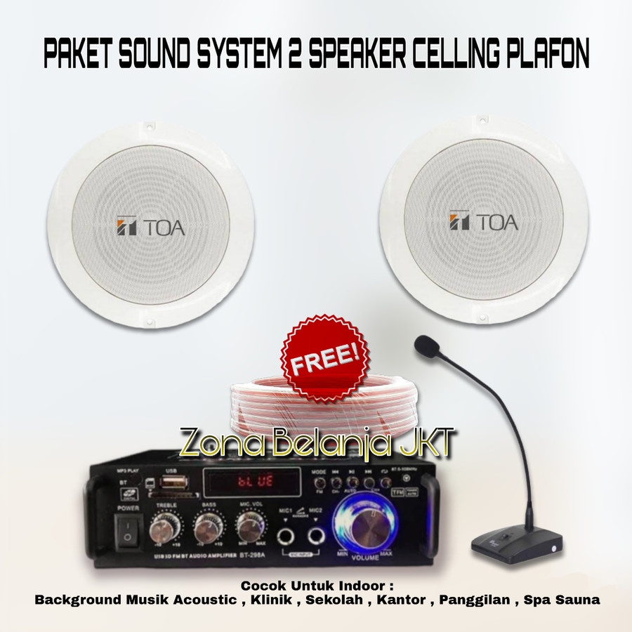Jual PAKET SOUND SYSTEM TOA CEILING PLAFON 2 SPEAKER CAFE RESTO KLINIK PANGGILAN AMPLI USB ...