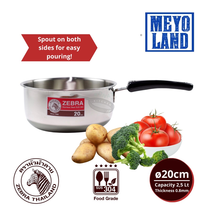 Jual Panci Zebra STAINLESS STEEL 20 18 16 cm PREMIUM TEBAL Sauce Pan ...