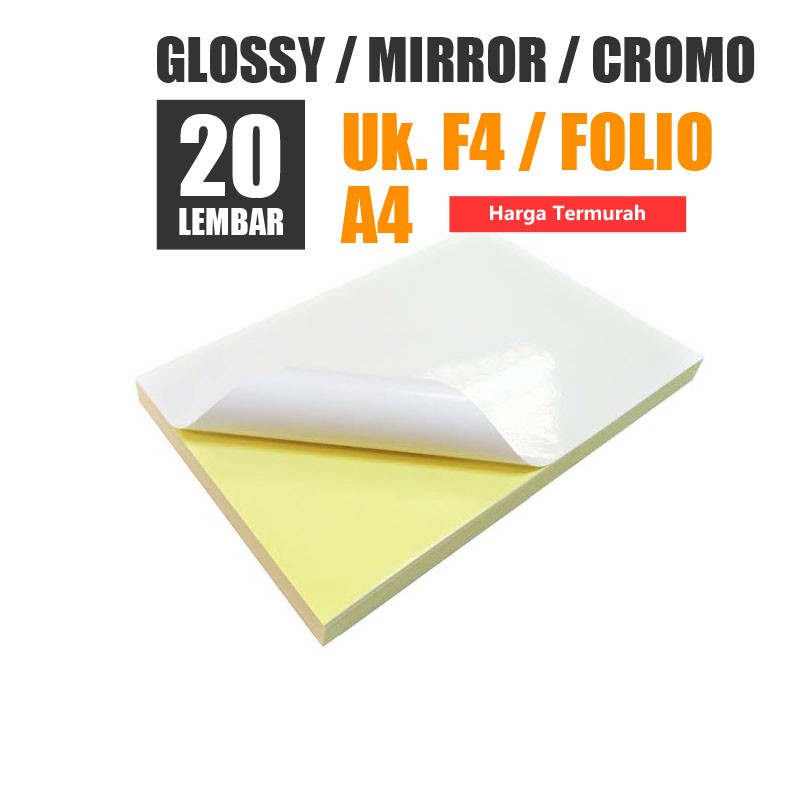 Jual Kertas Sticker Stiker Cromo Glossy Mengkilap F4 & A4 Isi 20 Lembar ...