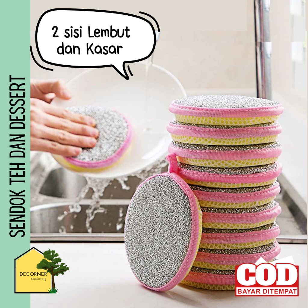 Jual Spons Busa Cuci Piring Dua Sisi 3Pcs Sponge Stainless Awet ...
