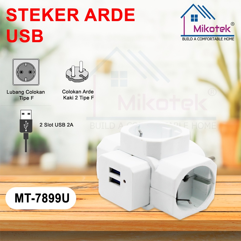 Jual MIKOTEK Steker T Arde + USB MT-7899U | Shopee Indonesia