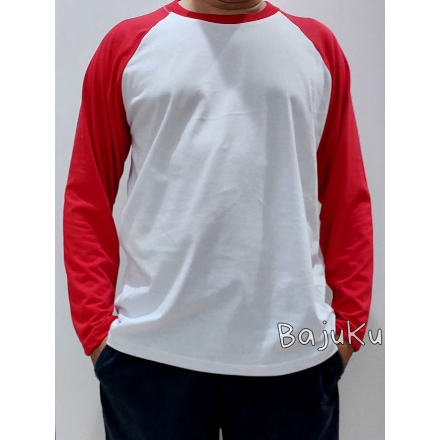 Jual Raglan Tangan PANJANG / Raglan Merah Putih / Raglan Polos / Baju ...
