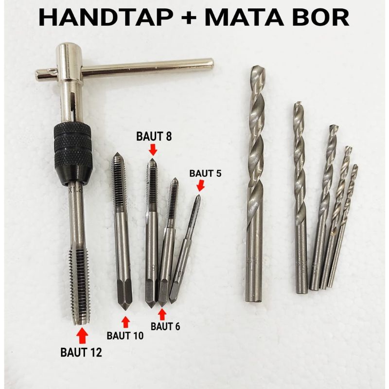 Jual Hand Tap Die Set Mata Bor Tap Die - Alat Senai Pembuat Ulir Sekrup dengan Tap Wrench ...