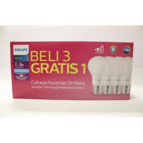 Jual Lampu Philips LED PACK Bulb 6W 6500K MyCare (Putih) | Shopee Indonesia