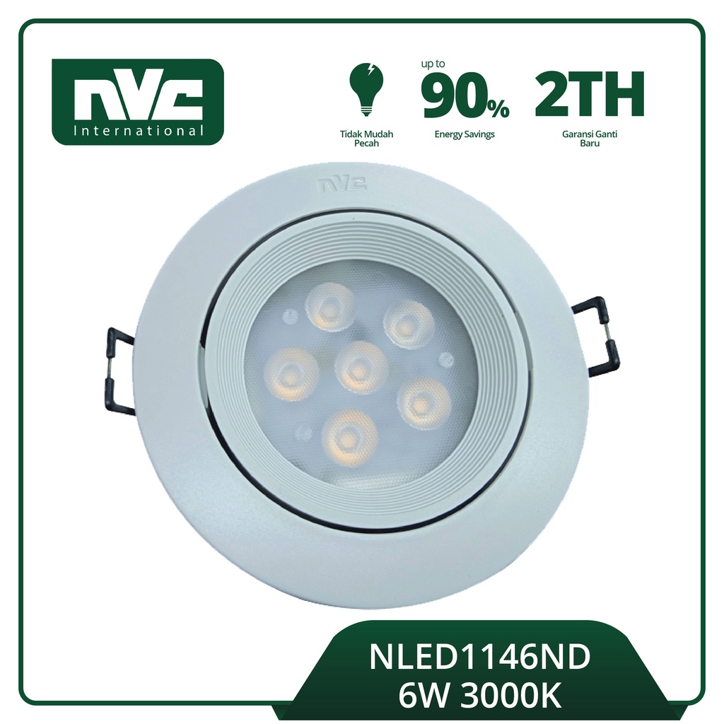 Jual Lampu NVC Downlight LED NLED1146ND 6W Series (Putih/Kuning) | Shopee Indonesia