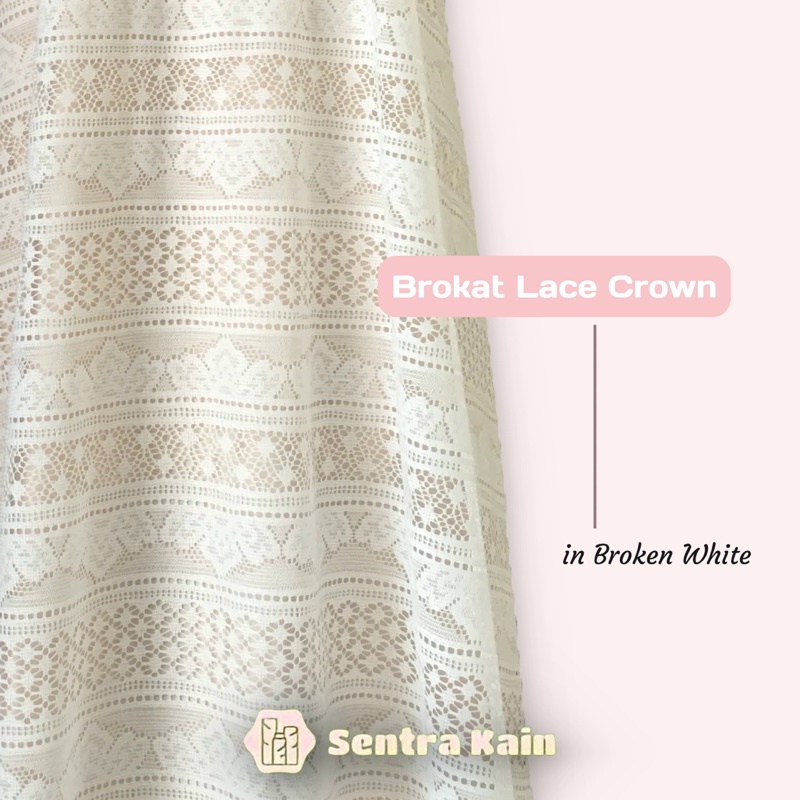 Jual Bahan Brokat Lace Crown warna Broken White / Putih Tulang untuk ...