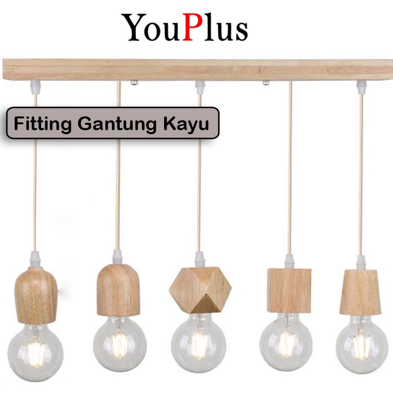 Jual YOUPLUS Fitting Gantung Kayu E27 Edison filamen cafe Retro ...