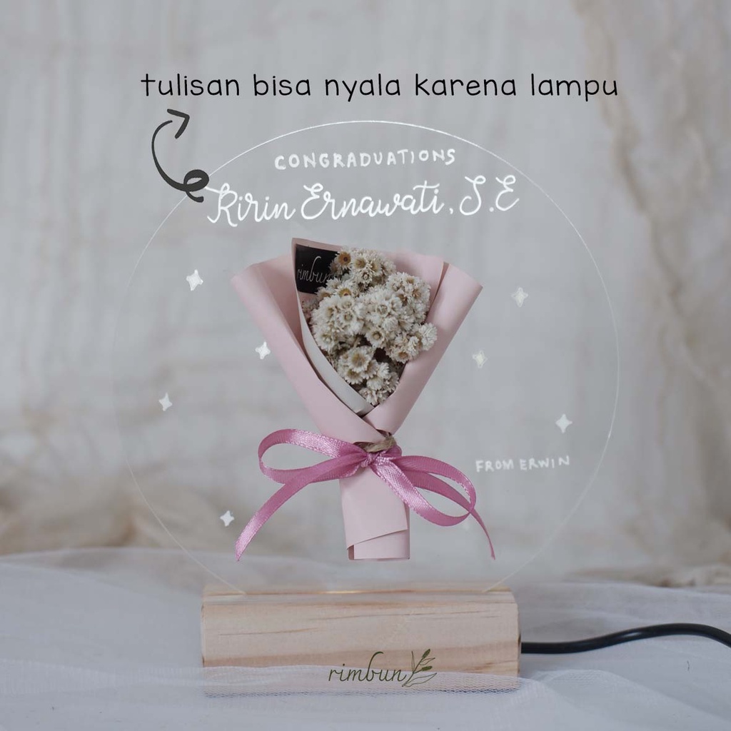 Jual Minis in Acrylic Round - Dried Flowers Buket Bunga Kering Custom ...