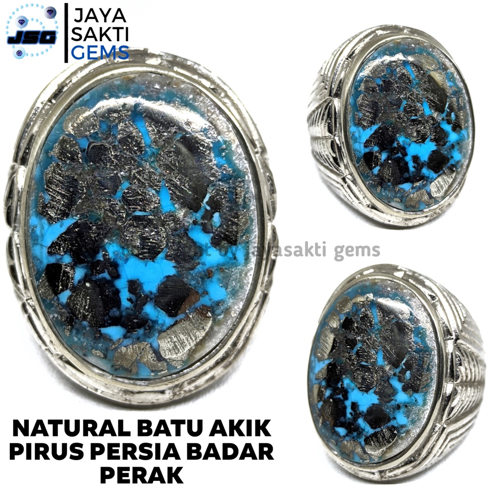 Jual Natural Batu Akik Badar Perak Pirus Persia Original BPP04 | Shopee ...