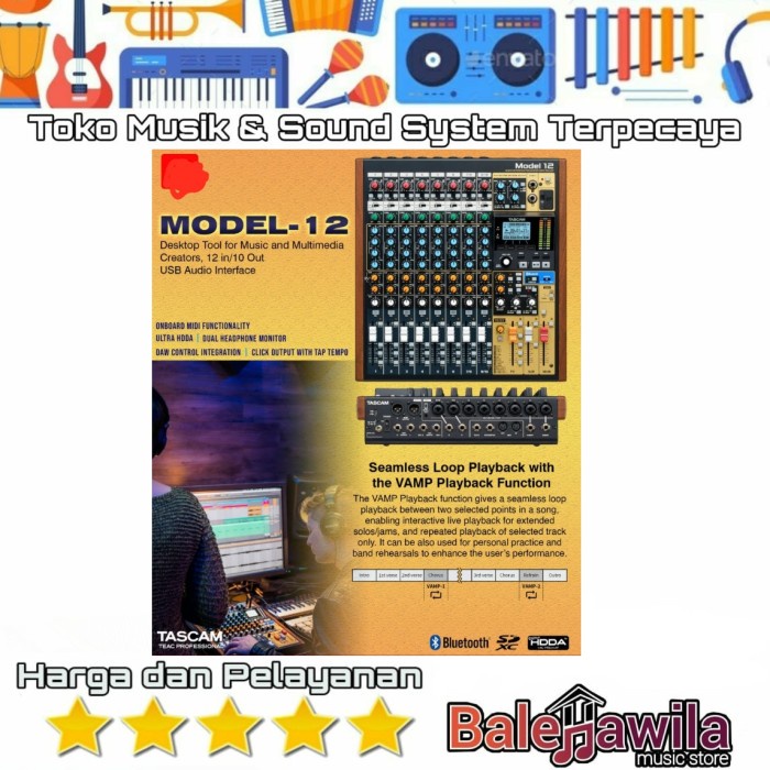 Jual Micer Mixer Tascam Model-12 Model 12 Track Recorder And Usb ...