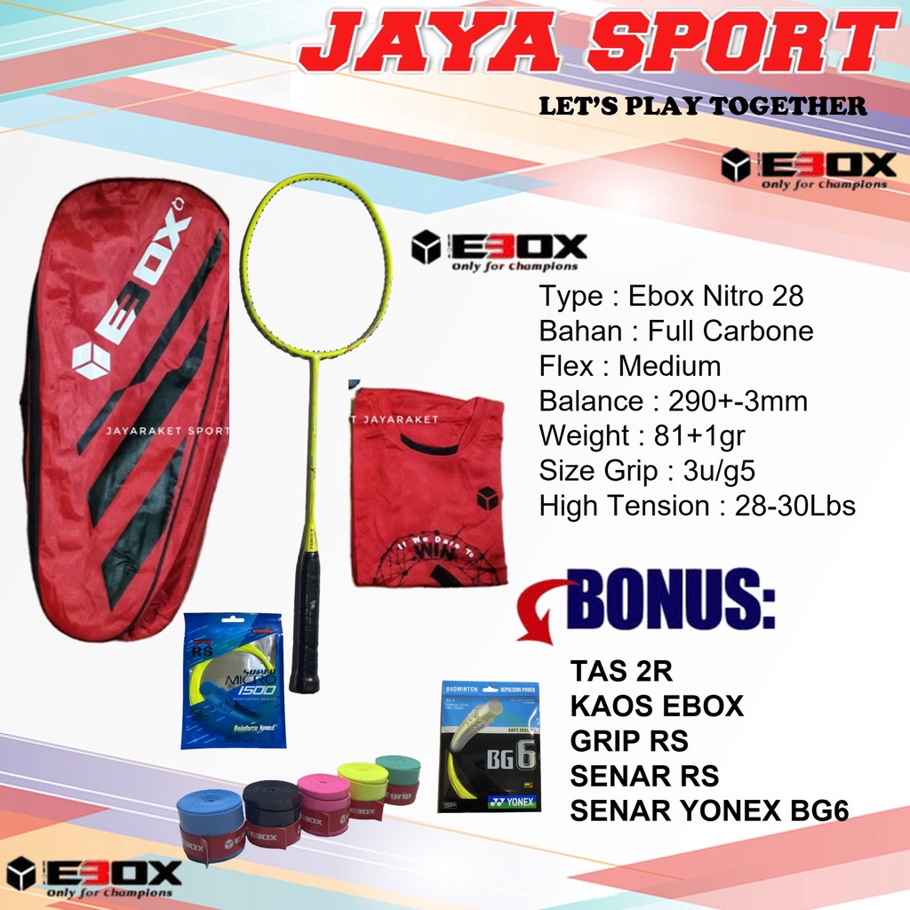 Jual Raket Badminton Ebox Nitro 28 Raket Bulutangkis Reket Badminton ...