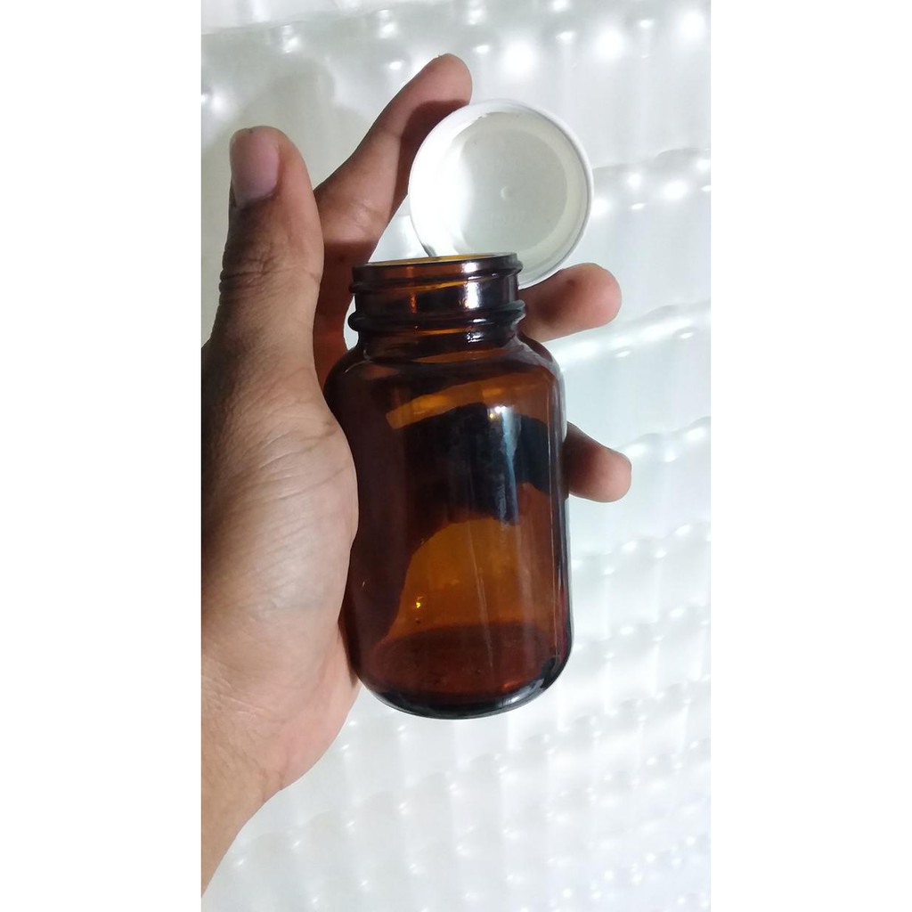 Jual BOTOL KACA AMBER 100 ML / BOTOL PET / JAR / BOTOL OBAT KAPSUL ...