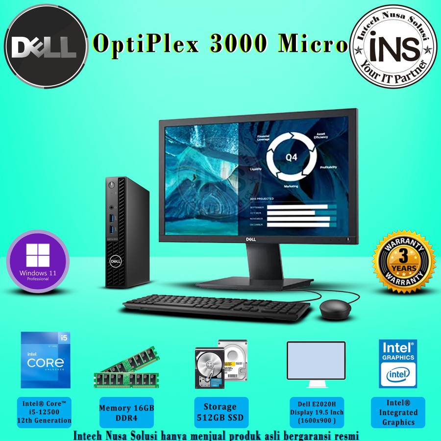 Jual PC DELL OptiPlex 3000 Micro i5-12500 16GB 512GB SSD WIN11PRO 3YR ...