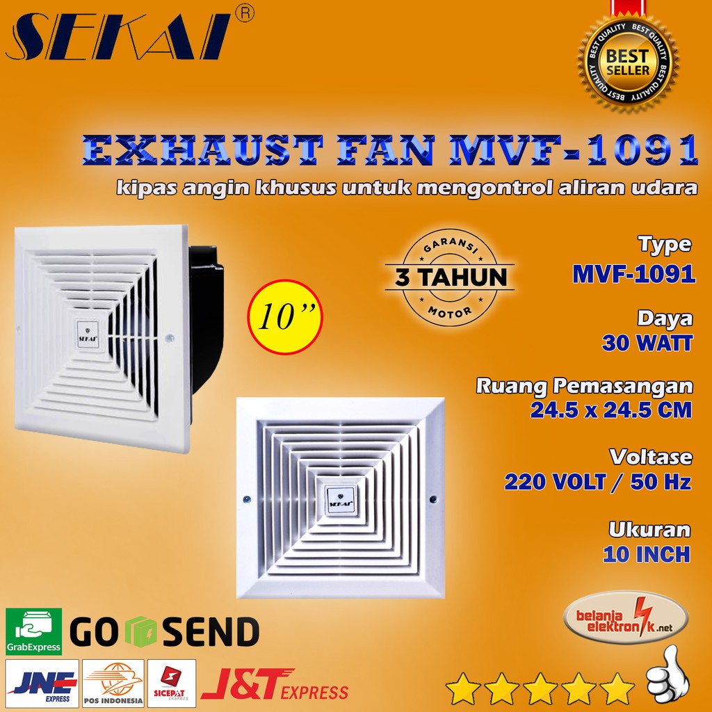 Jual EXHAUST FAN CEILING PLAFON SEKAI MVF 1091 10 INCH PENGHISAP UDARA HEXOS KAMAR MANDI KIPAS ...