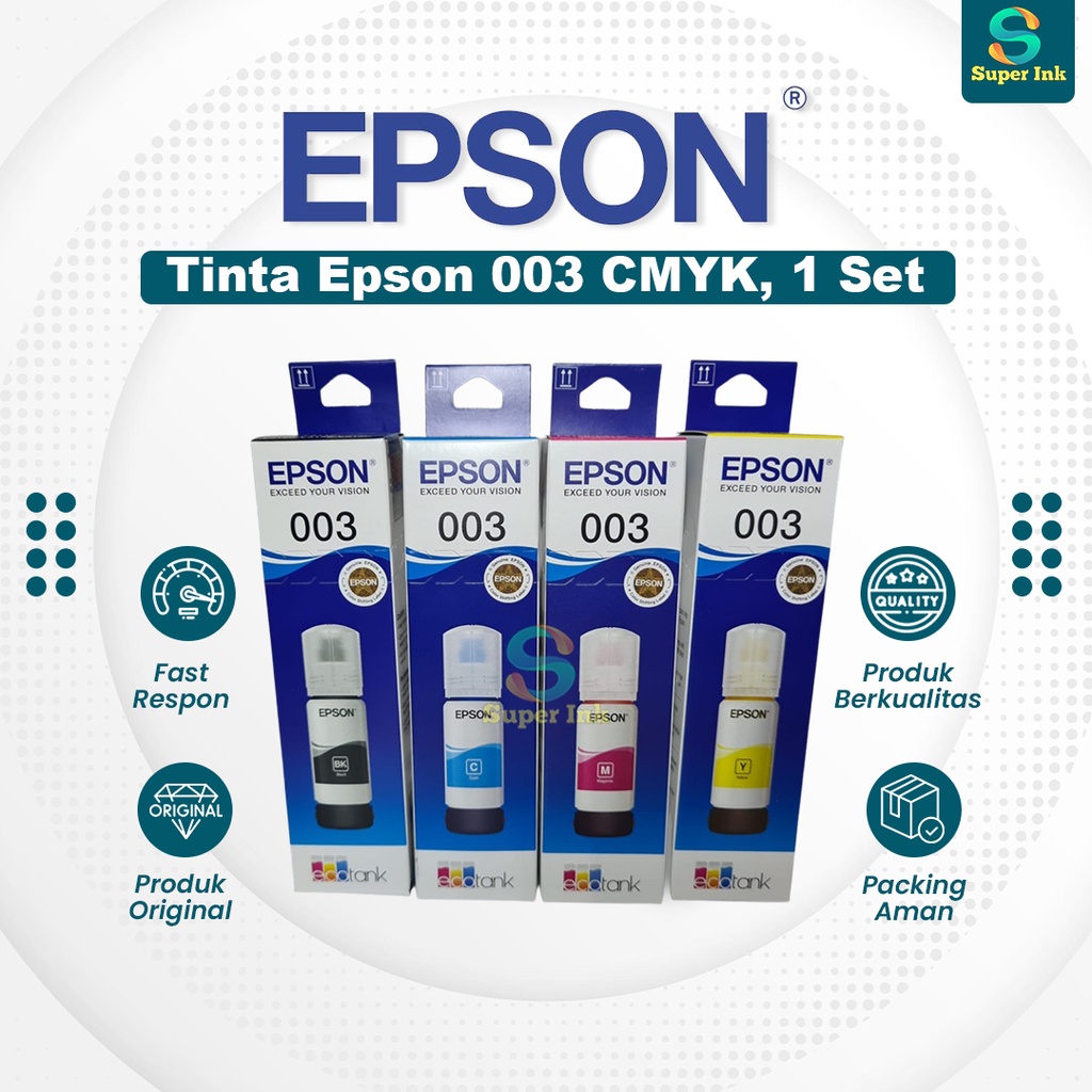 Jual Tinta Printer Epson 003 cyan/magenta/yellow/black Original 100% ...