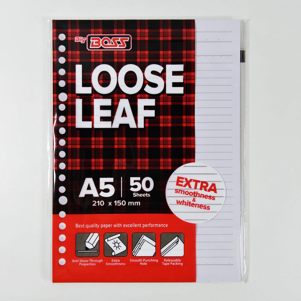 Jual [PAK] LOOSE LEAF BIG BOSS GARIS A5-50 PUTIH / ISI BINDER / KERTAS BINDER | Shopee Indonesia