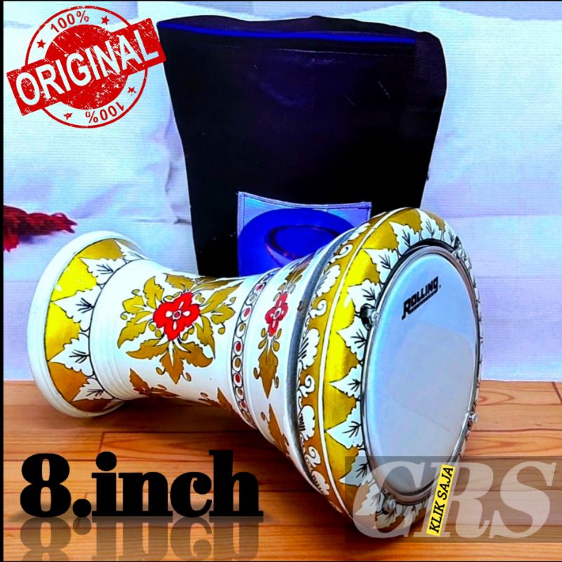 Jual Tumbuk Atau Darbuka Kayu 8 inch Putih Gold Rolling Putih | Shopee ...