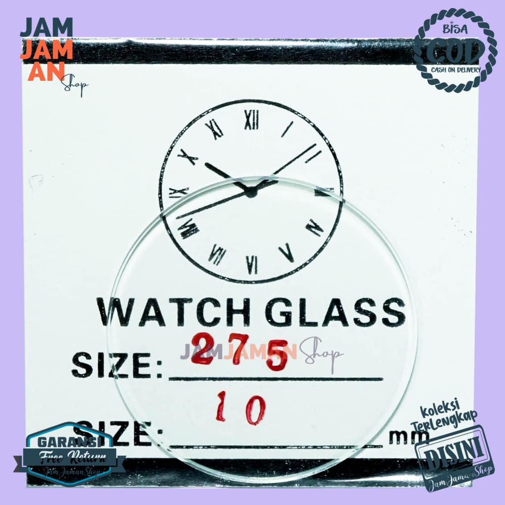 Jual Kaca Jam Kaca Bahan Watch Glass PNC-275 Murah Kaca Datar 2,75 cm ...