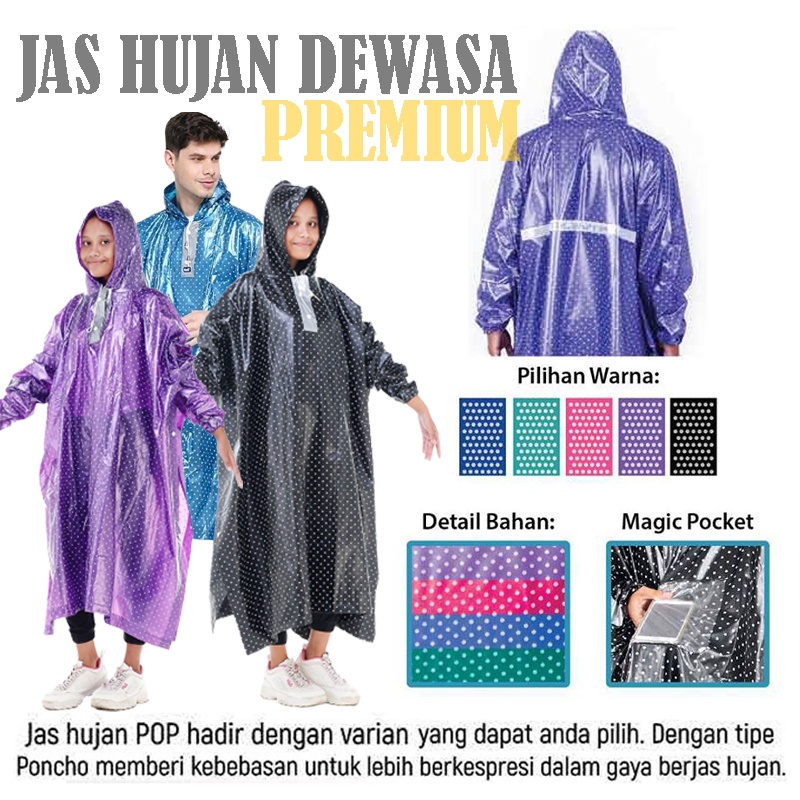 Jual Jas Hujan Ponco Polkadot Bahan Terbaik PREMIUM Anti Sobek Jas ...