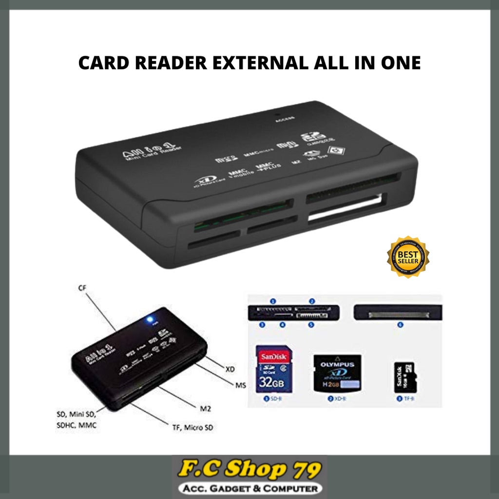 Jual BEST SELLER Card Reader All In One 4 Slot Rotasi SD MMc RS-MMC ...