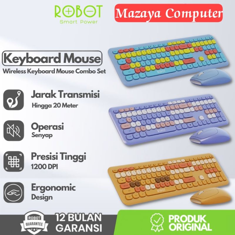 Jual ROBOT KM3300 Mouse Keyboard Wireless Silent 1200dpi Premium ...