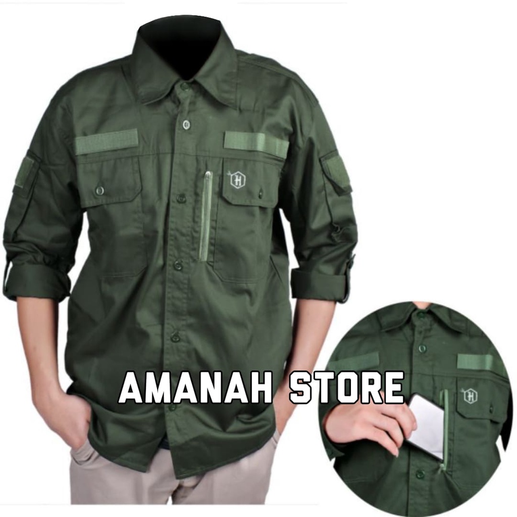 Jual KEMEJA LAPANGAN LENGAN PANJANG HEXAGON HIJAU ARMY/KEMEJA TACTICAL ...