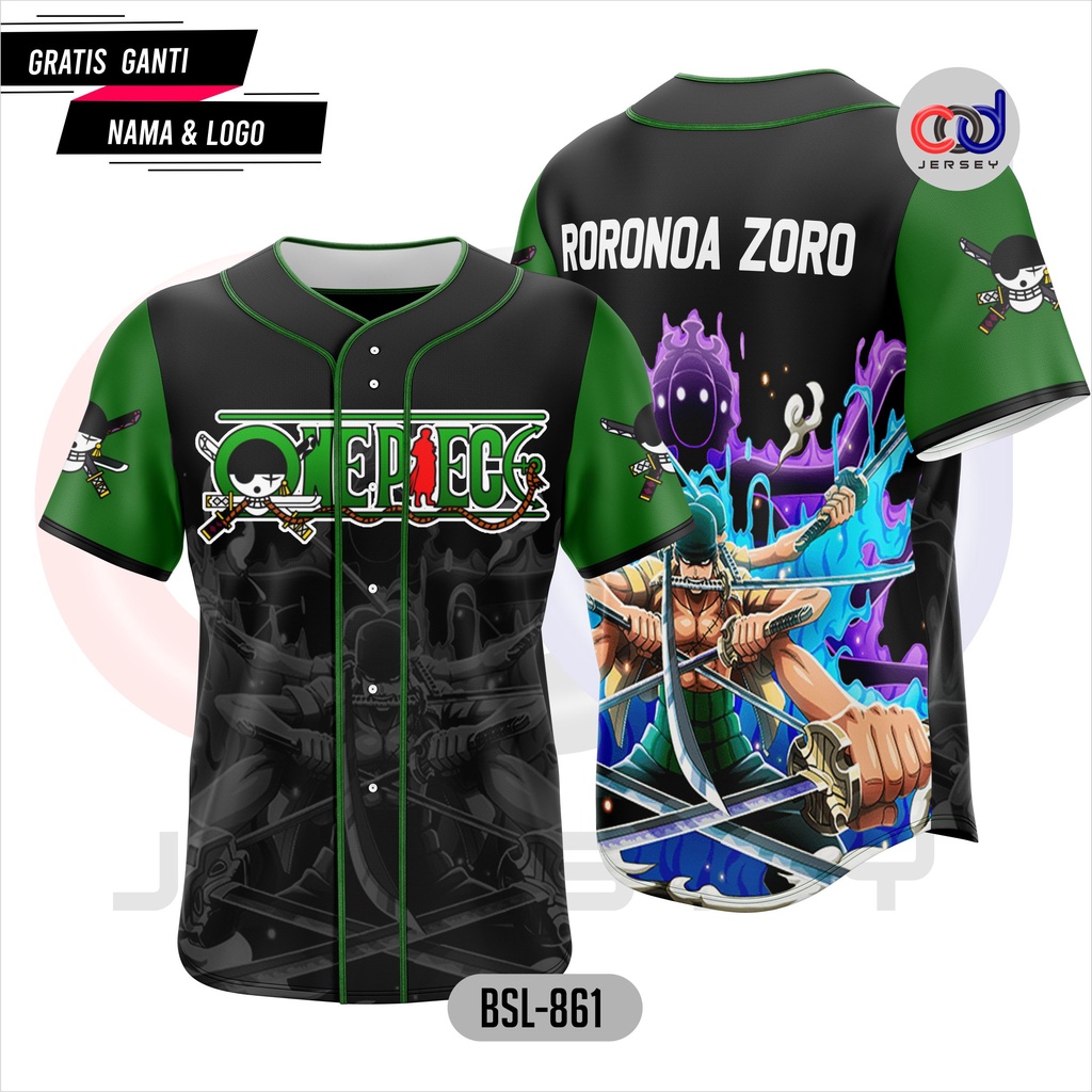 Jual Jersey/baju Baseball Design One Piece Roronoa Zoro Terbaru 2022 ...