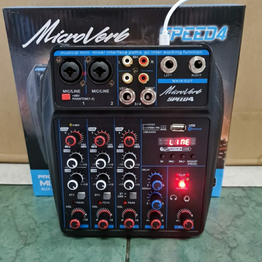 Jual MIXER AUDIO MICROVERB SPEED4/SPEED 4 4CH USB-BLUETOOTH-RECORDING ...