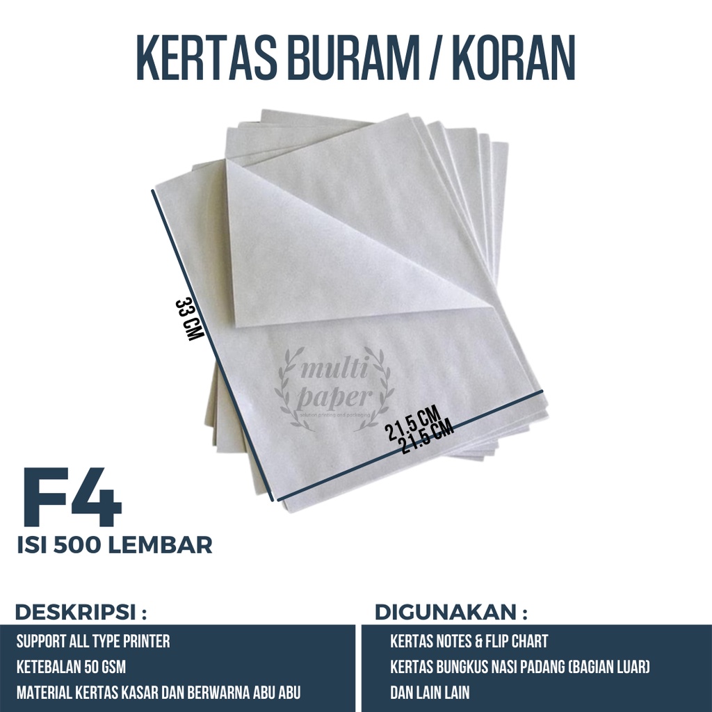 Jual Kertas Buram F4 1 Rim isi 500 lembar / Kertas Buram F4 | Shopee ...