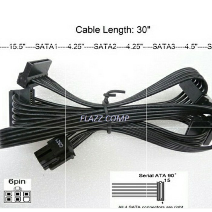 Jual Kabel Modular Seasonic dari PSU 6pin ke SATA | Shopee Indonesia