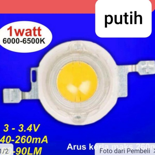Jual led cree hpl 1w 1watt 35*35 mil cold White epistar cool putih 1 w ...