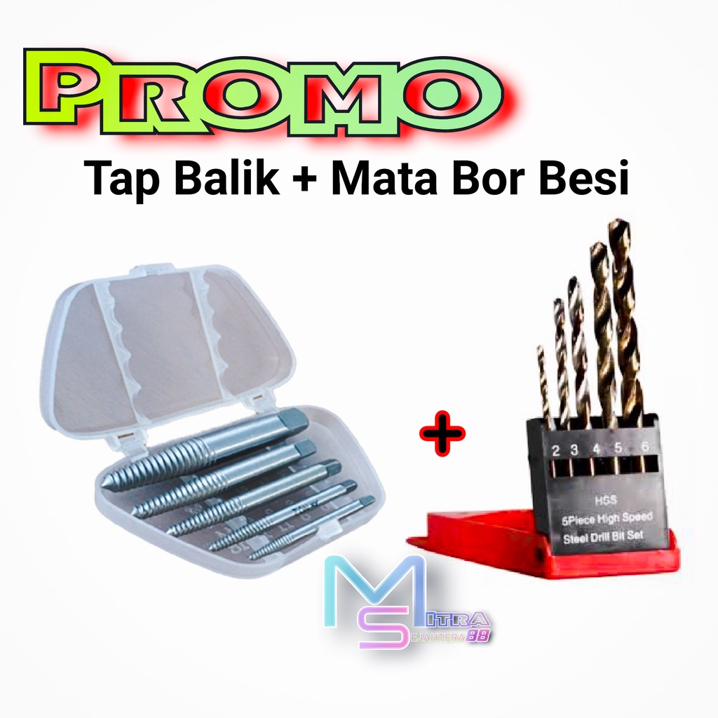 Jual PROMO Screw Extractor Set 5pc K55 Tap Balik alat tap bolak balik ...