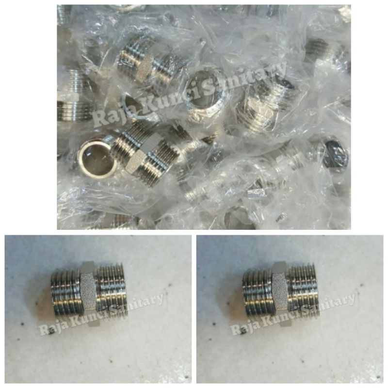 Jual Nepel Stainless Chrome 1/2" Inch Tebal/Double Nepel Stainless ...