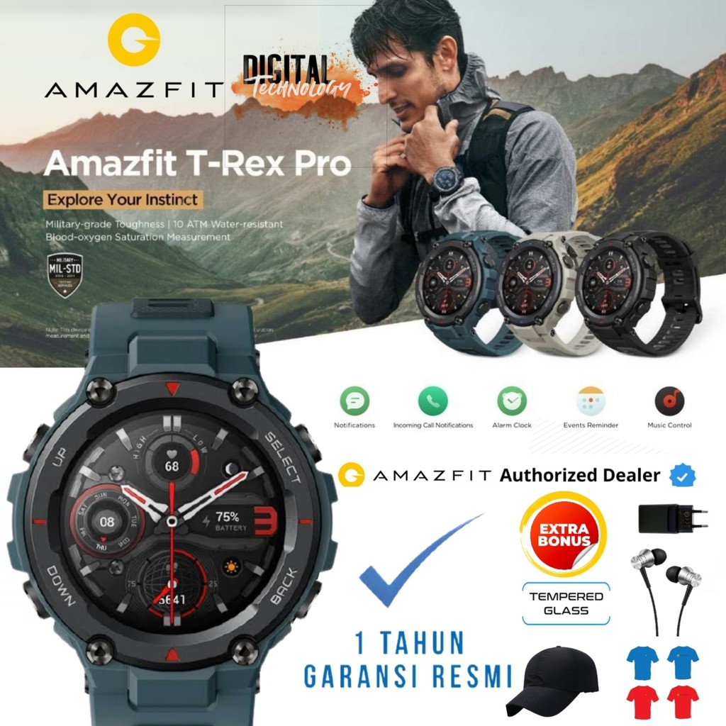 Jual Smartwatch Amazfit T-REX PRO GPS Amoled 10ATM Kompas Altimeter Explore Your Instinct ...