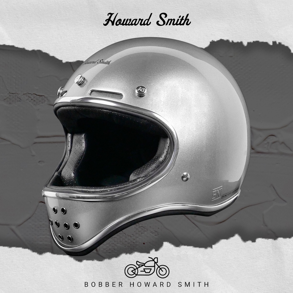 Jual Howard Smith Bobber Retro Helm Full Face - Silver Met | Shopee ...