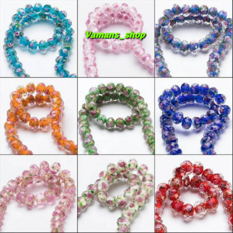 Jual BAHAN CRAFT MANIK-MANIK CRYSTAL BUNGA LAMPWORK MURANO 8MM ...