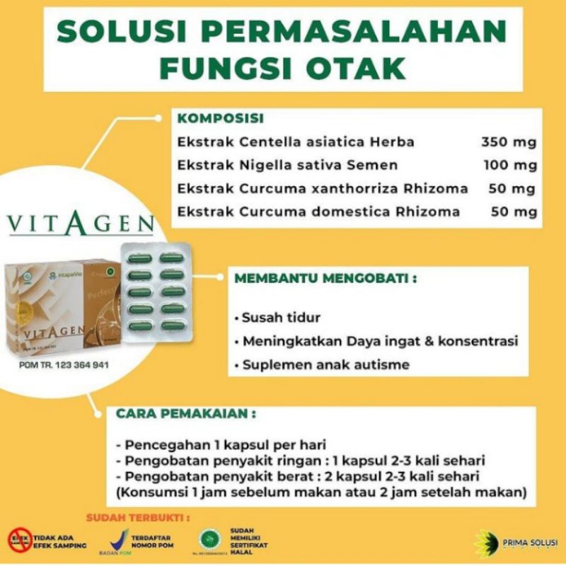 Jual VITAGEN INSOMNIA AUTISME MENINGKATKAN KONSENTRASI 30 Kapsul ...