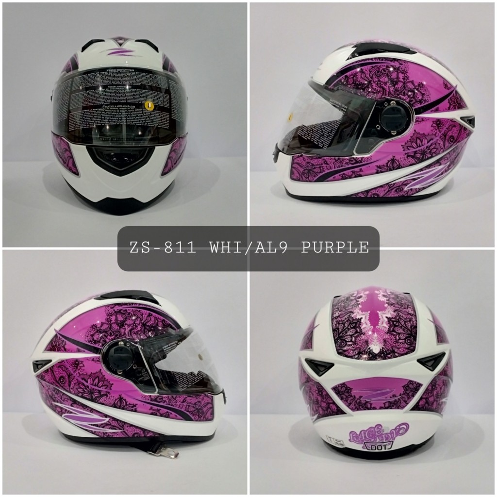 Jual HELM ZEUS FULL FACE WHITE AL9 PURPLE - FREE SMOKE VISOR ZEUS ...