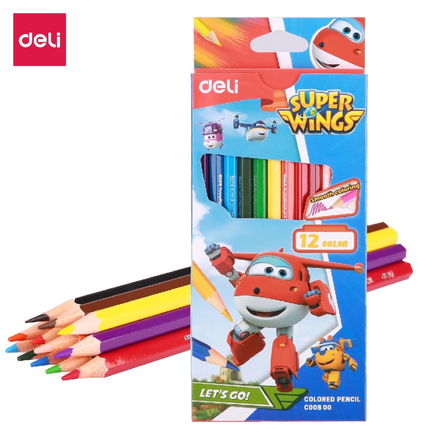 Jual Deli Pensil Warna Kayu 12 warna / box EC00800 | Shopee Indonesia