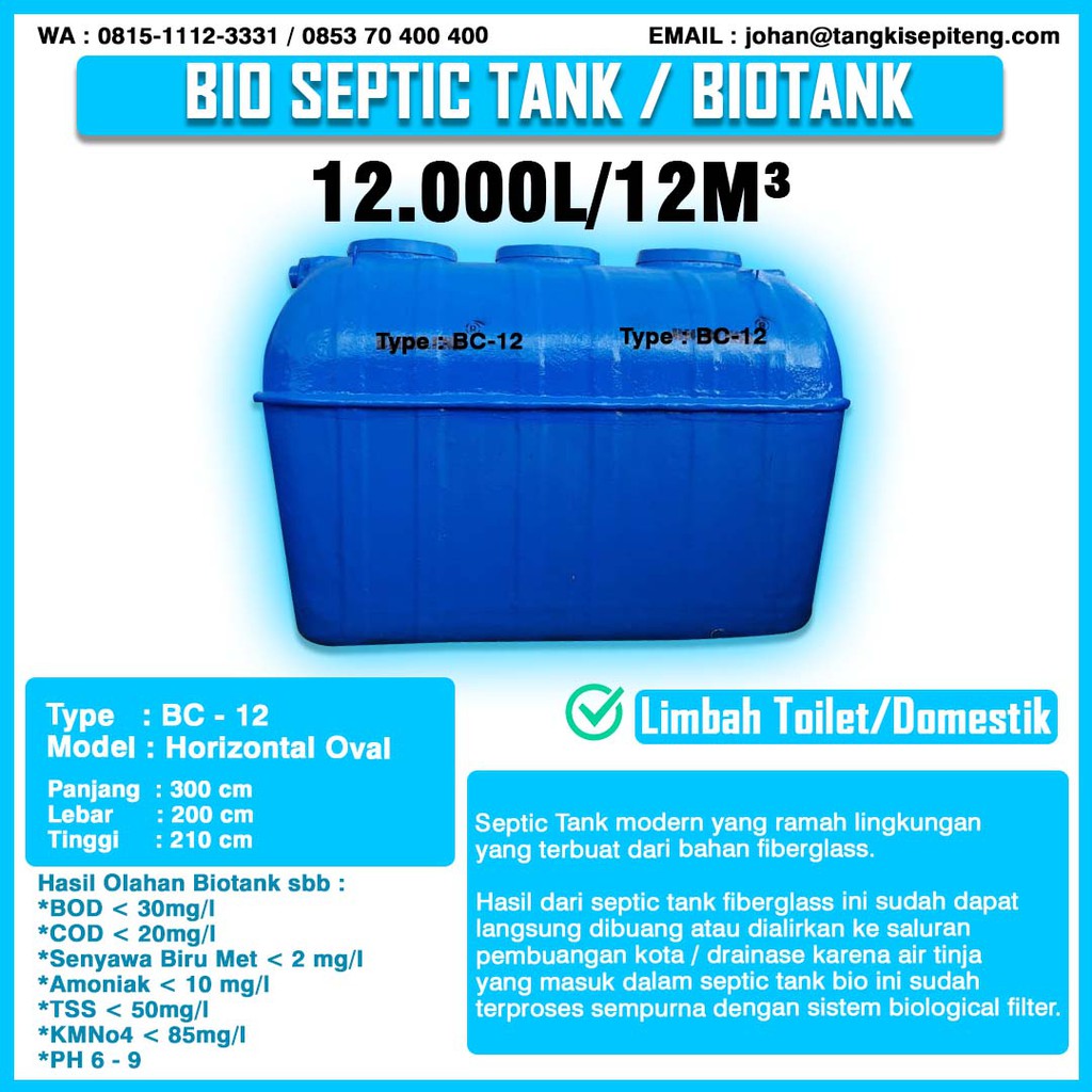 Jual Biotank 12m3/day 12000 liter 12 m3 - Septic Tank Bio - Bio Septic ...