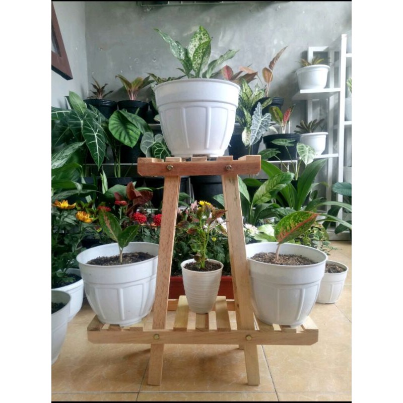 Jual RAK BUNGA SUSUN / tempat bunga wooden / standing pot asli kokoh ...