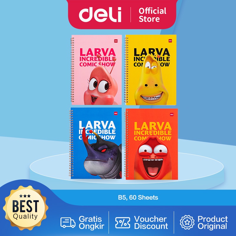 Jual Deli Larva Spiral Notebook / Buku Softcover Spiral B5 60 Halaman ...