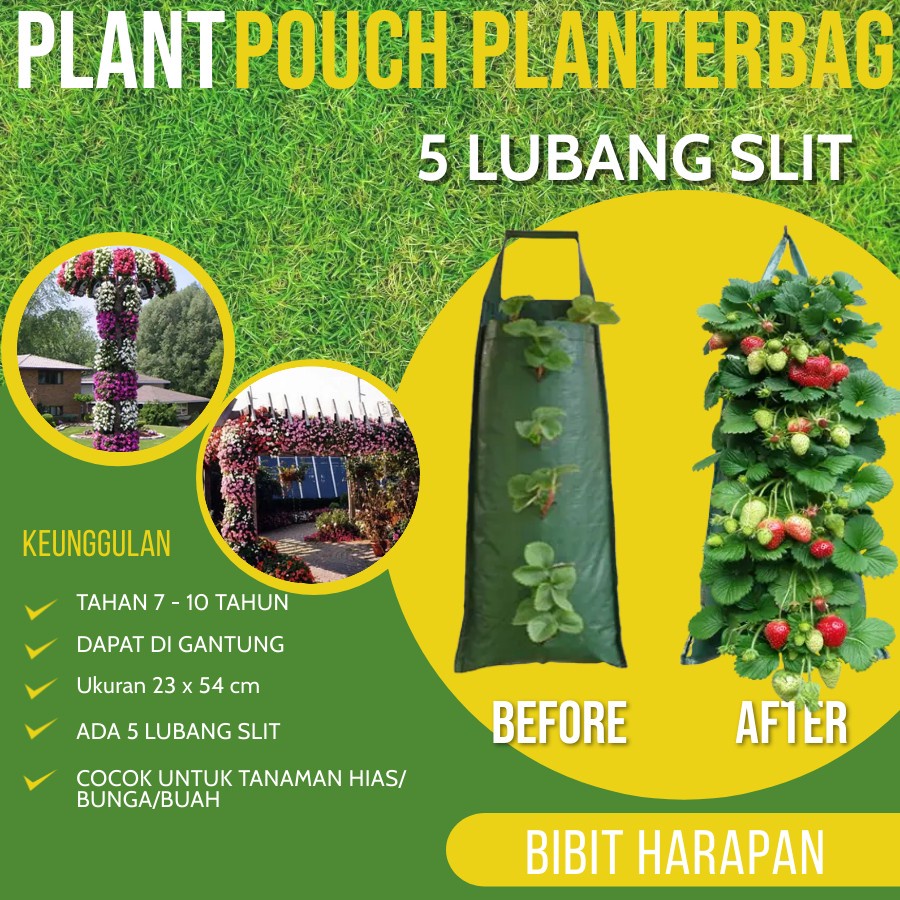 Jual Plant Pouch 5 8 10 12 Lubang Planter Bag Gantung Flower Tube Pot ...