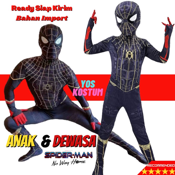 Jual Kostum Spiderman No Way Home Black Gold Anak Dewasa Baju Topeng Import | Shopee Indonesia