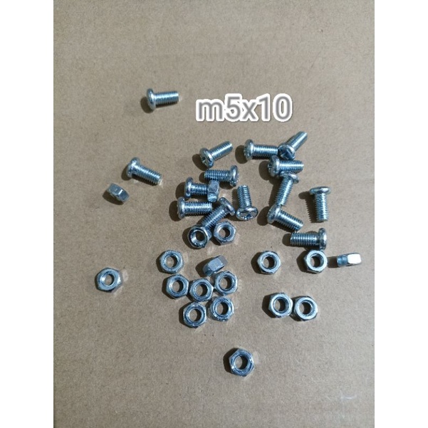 Jual Baut Mur M5 × 10 Baut (+) Mur (Kunci 8) M5x10 Putih Per 10pcs | Shopee Indonesia