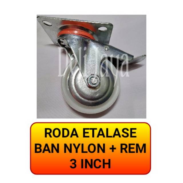 Jual Roda Nylon nilon Rem Etalase Roda Troli Roda Steling 3 inch ...