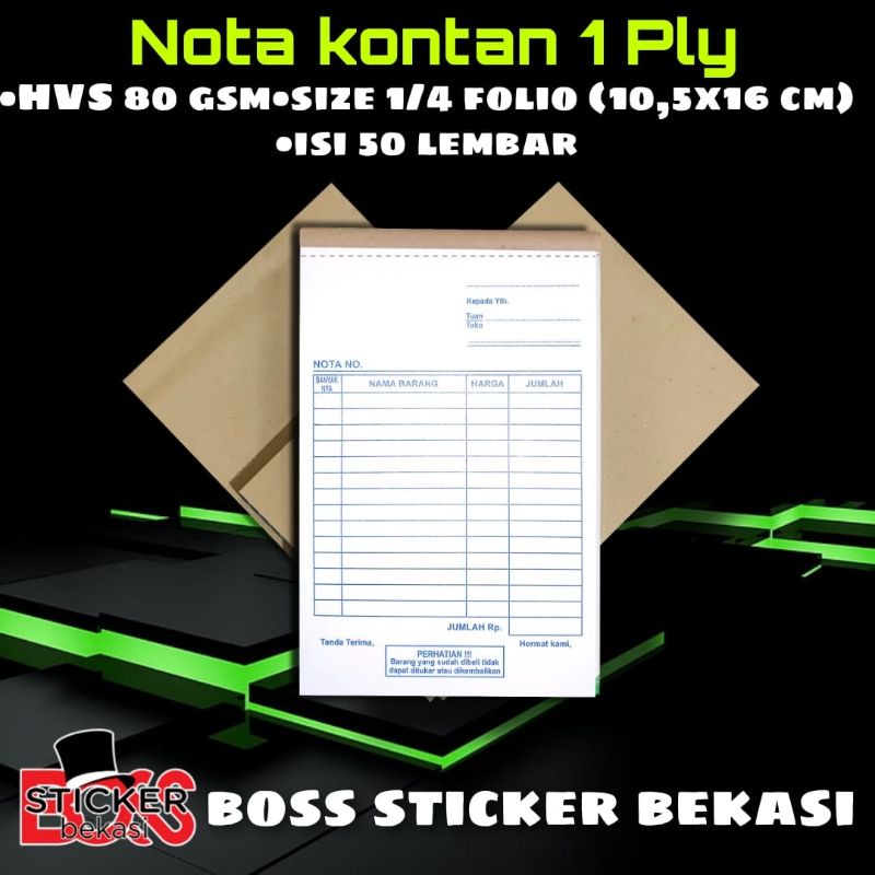 Jual NOTA KONTAN 1/4 FOLIO /NOTA POLOS NCR 2 PLY & 1 PLY UKURAN 1/4 ...